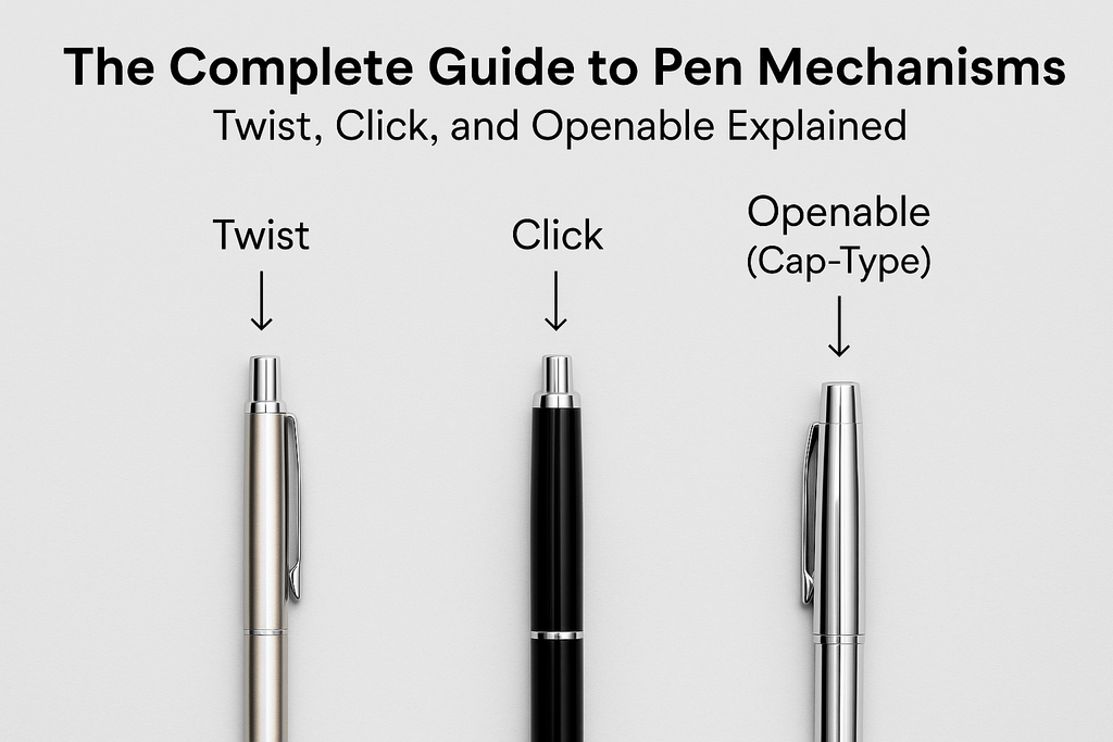 Pen Mechanism Guide | Twist vs Click vs Openable Pens – BallPenBazaar